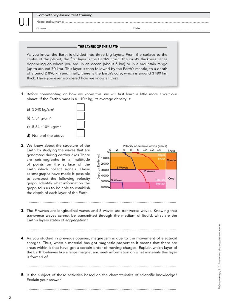 4ESO Competency BasedTestTraining | PDF | Structure Of The Earth | Earth