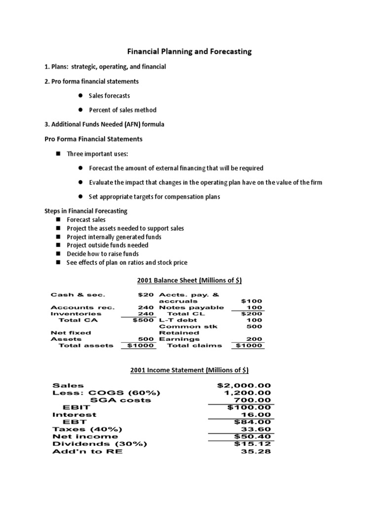 Financial Forcasting | PDF | Balance Sheet | Income Statement