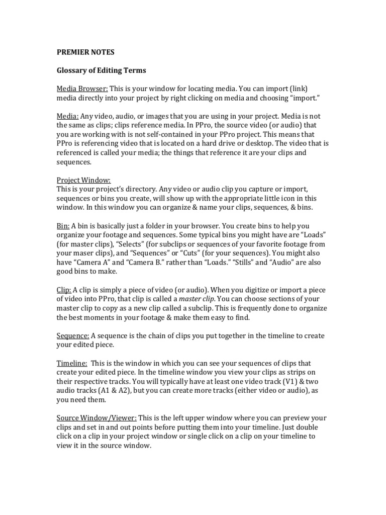 Premier Notes | PDF | Digital Video | Icon (Computing)