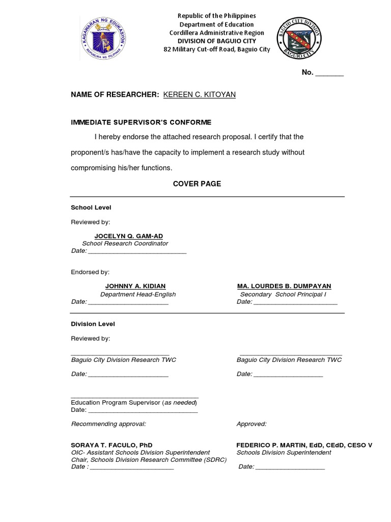 Cover Page (Proposal) and Approval Page (Final Paper) | PDF