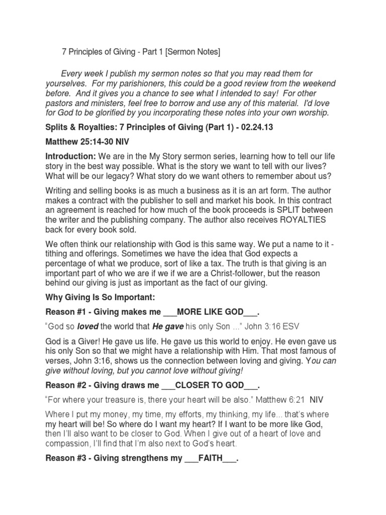 7 Principles of Giving | PDF | Parables Of Jesus | Gospel Of Matthew