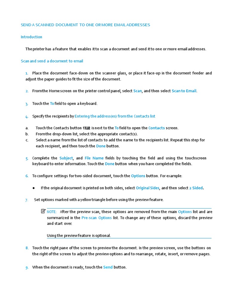 Send A Scanned Document To One or More Email Addresses | PDF | Image ...