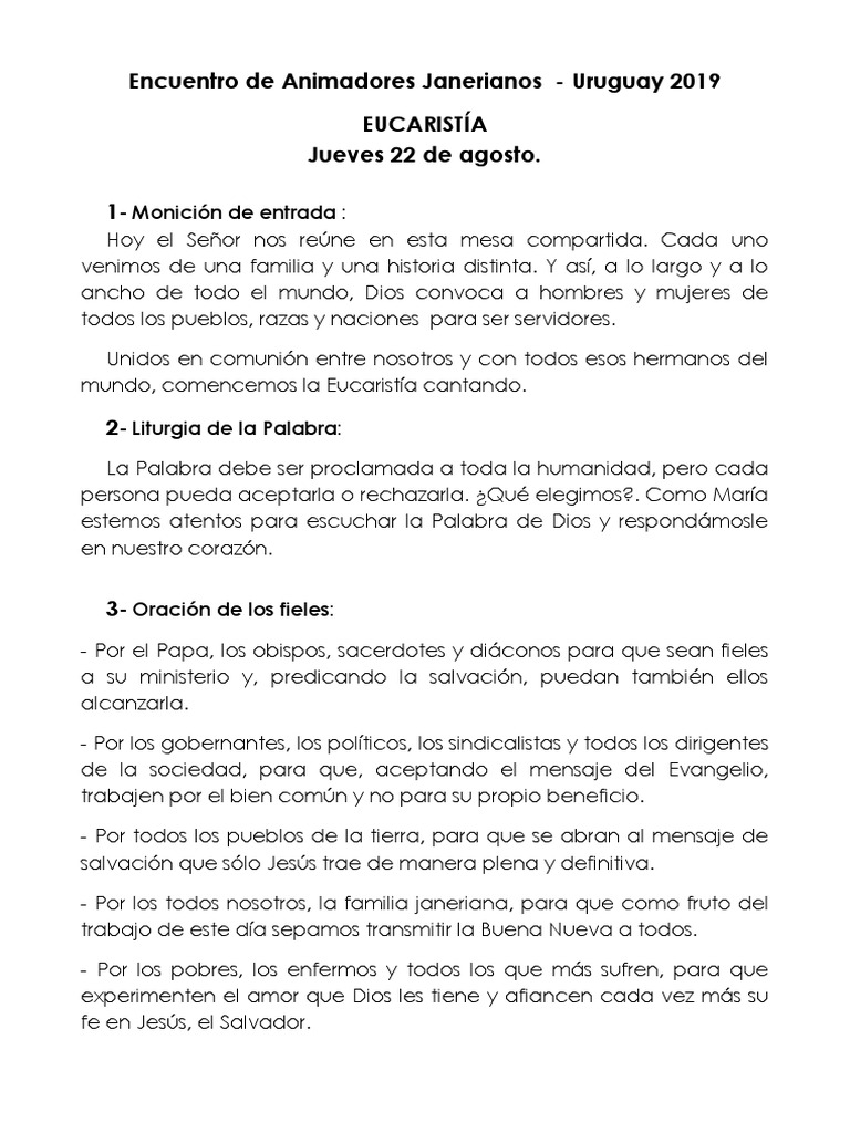 Guion de Misa | PDF | María, madre de Jesús | Misa (liturgia)