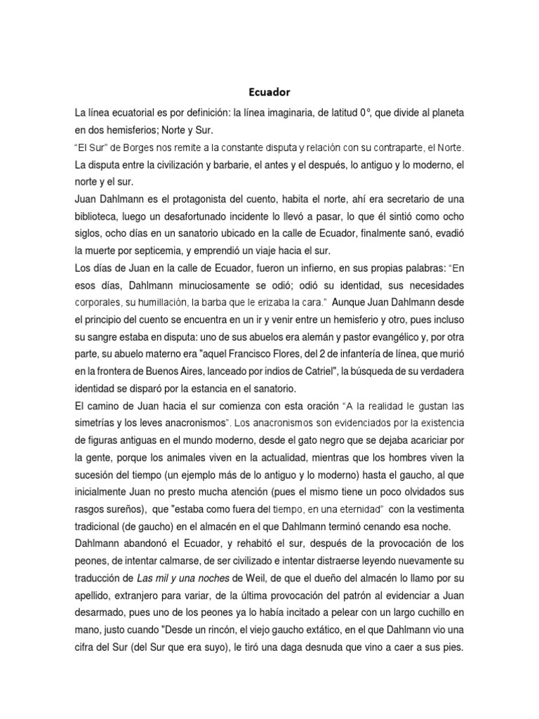 El Sur, Borges | PDF | Ecuador