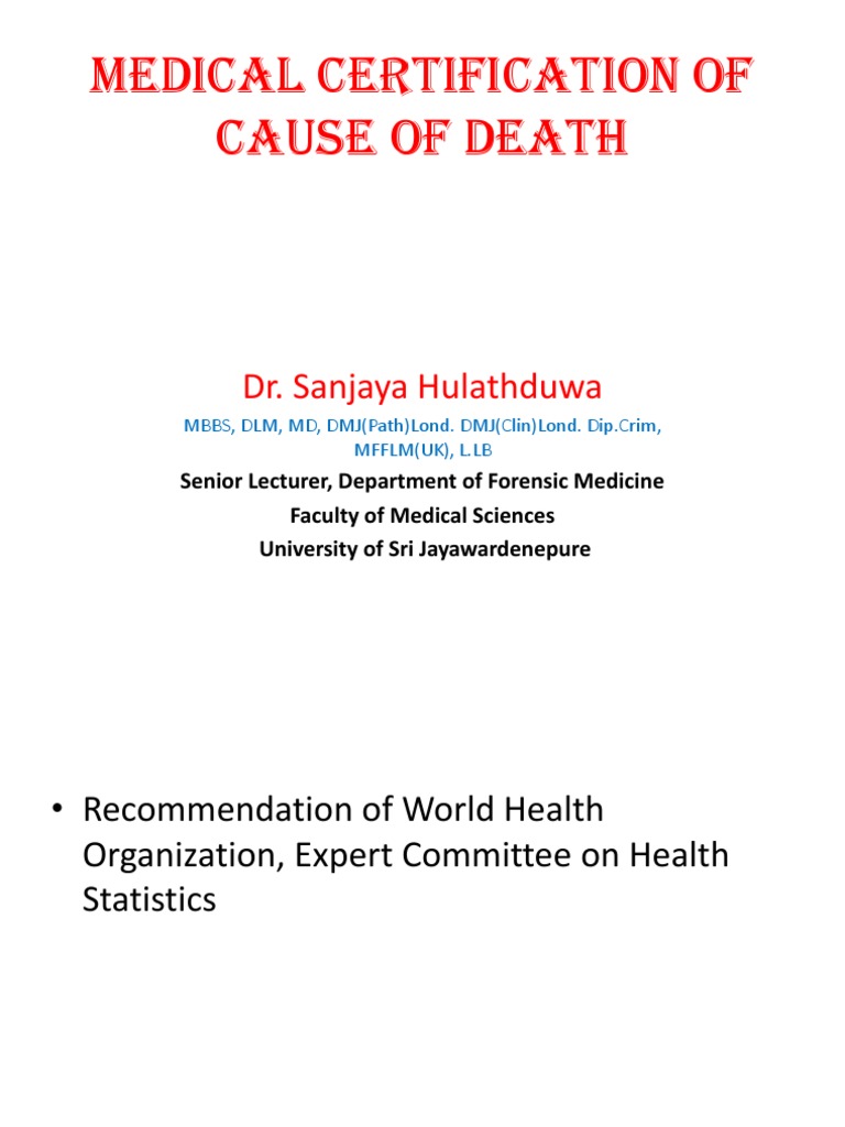 07 - Medical Certification of Cause of Death | PDF