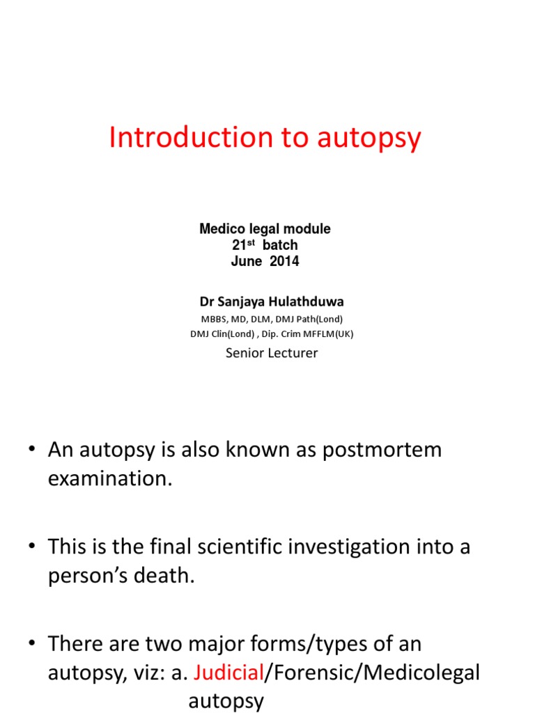 08 - Introduction To Autopsy | PDF | Autopsy | Death