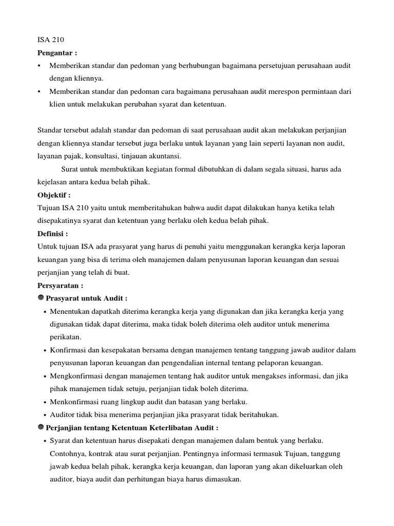 ISA 210 (Word) | PDF