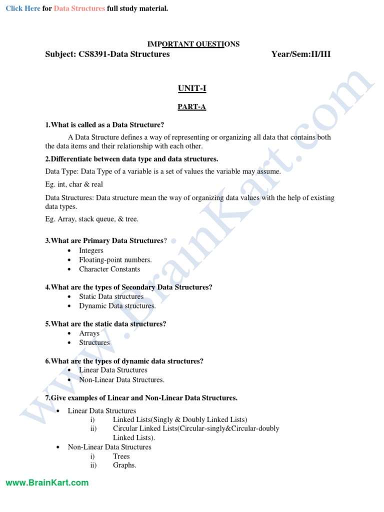 320 - CS8391 Data Structures - Important Questions | PDF | Queue (Abstract Data Type)