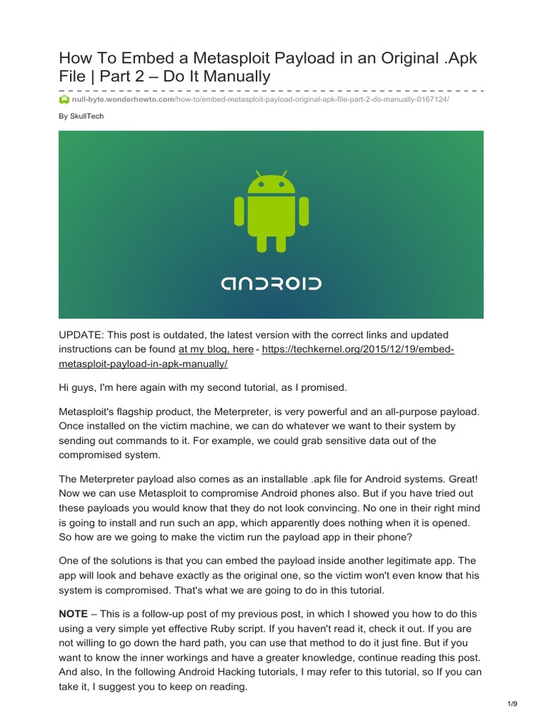 How To Embed A Metasploit Payload in An Original Apk File Part 2 Do It ...