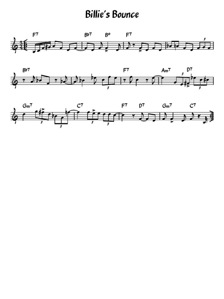 Billie's Bounce: F B B F | PDF