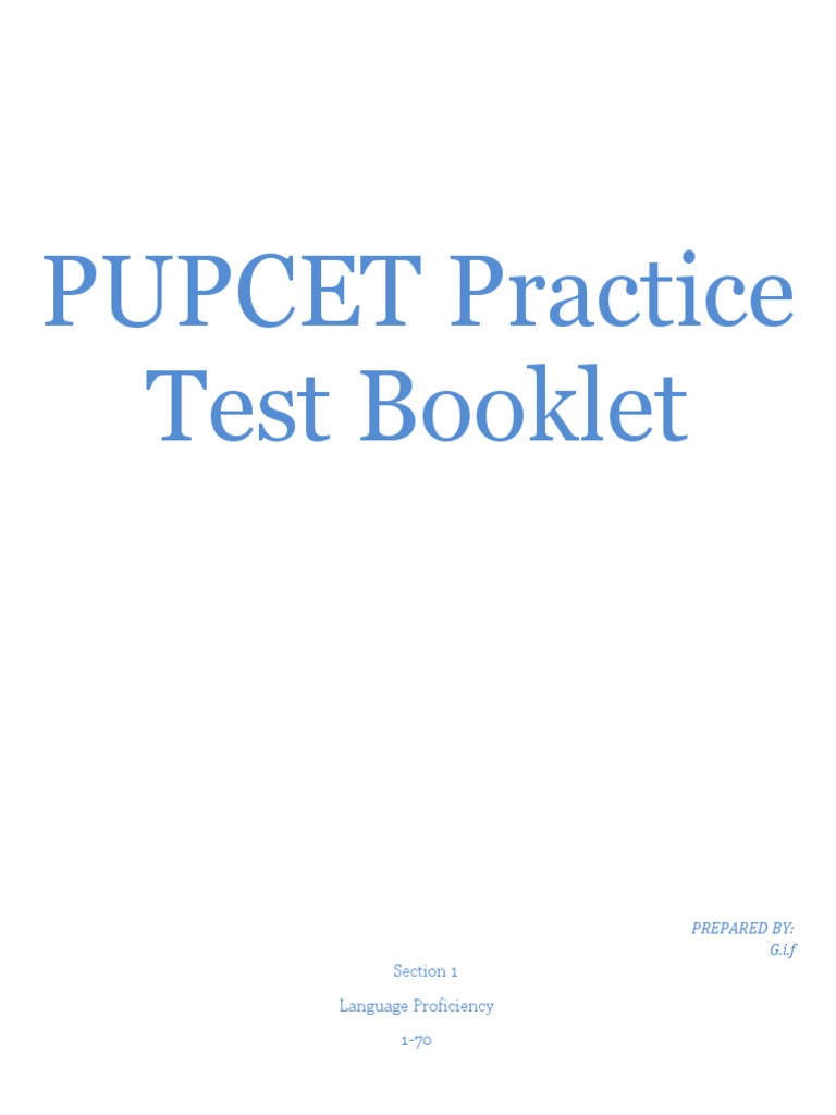 PUPCET Practice Test Booklet | PDF | Leprosy