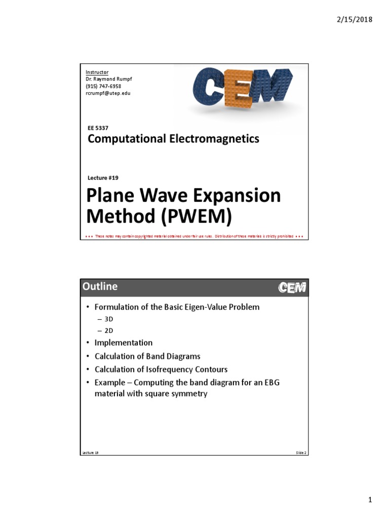 Lecture 19 - Plane Wave Expansion Method | PDF | Dispersion (Optics ...