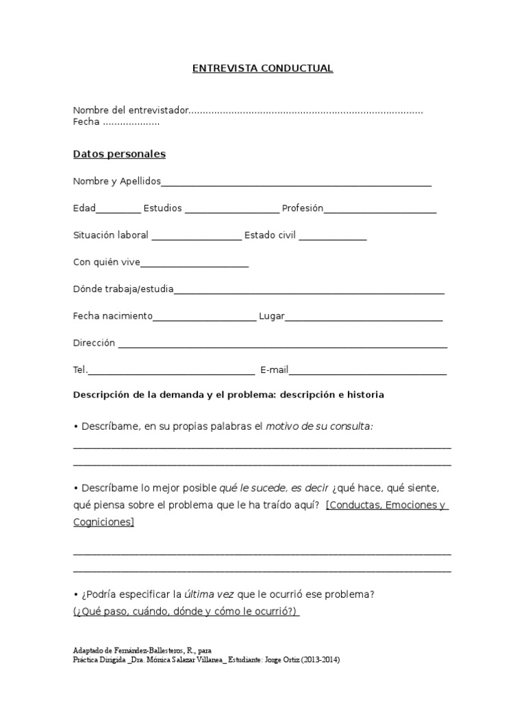 Entrevista Conductual | PDF | Sicología | Ciencias del comportamiento