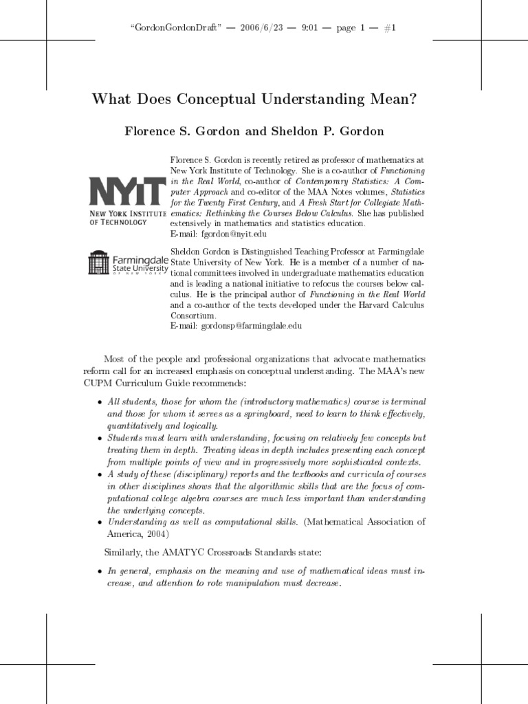 Conceptual Understanding in Math Courses | PDF | Sine | Trigonometric ...