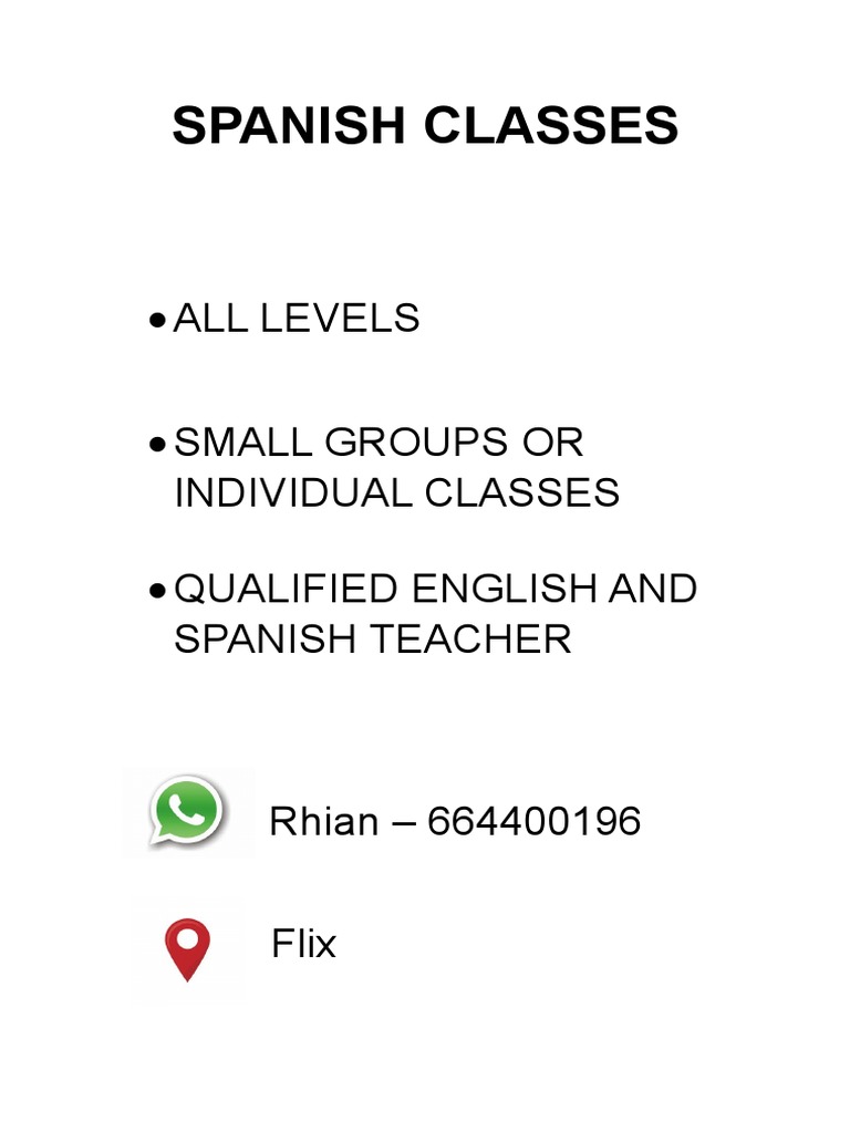 Spanish Classes: All Levels Small Groups or Individual Classes ...