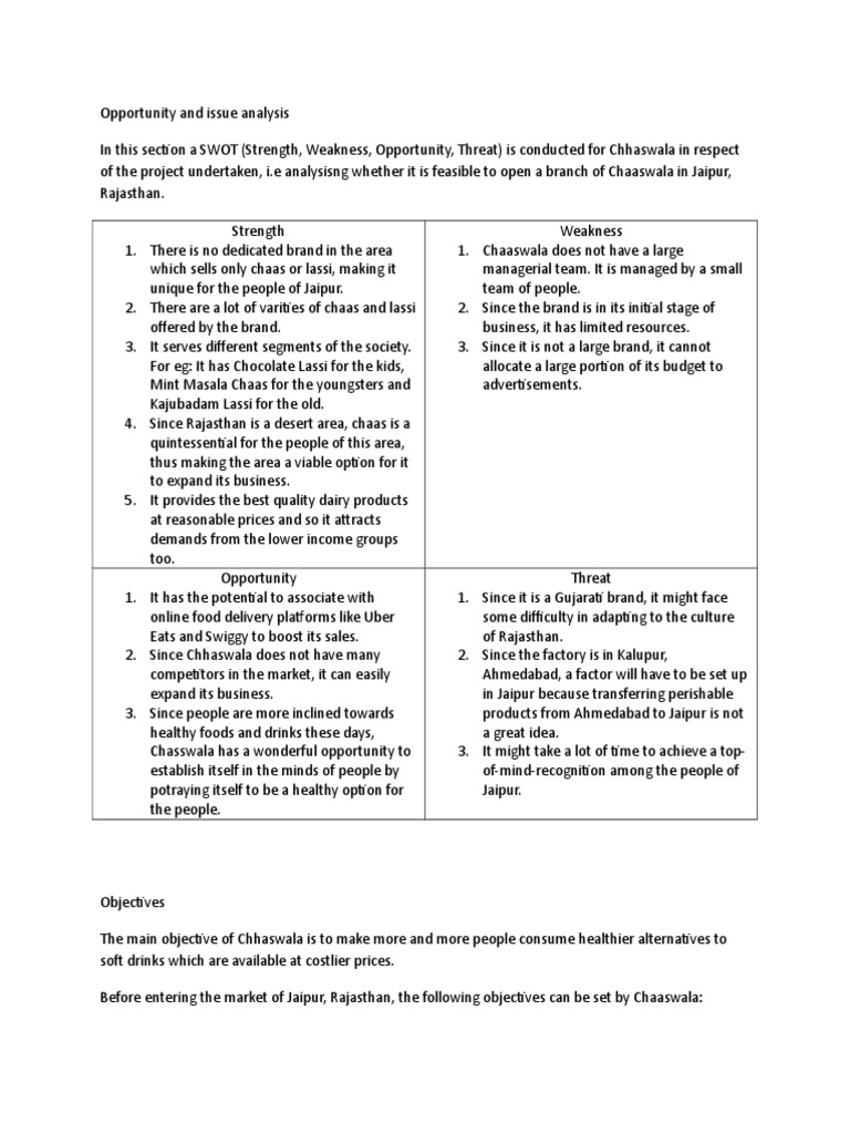 Opportunity and Issue Analysis | PDF | Brand | Swot Analysis