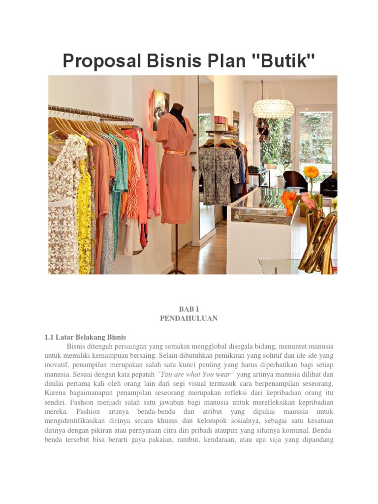 CONTOH Proposal Bisnis Plan BUTIK | PDF