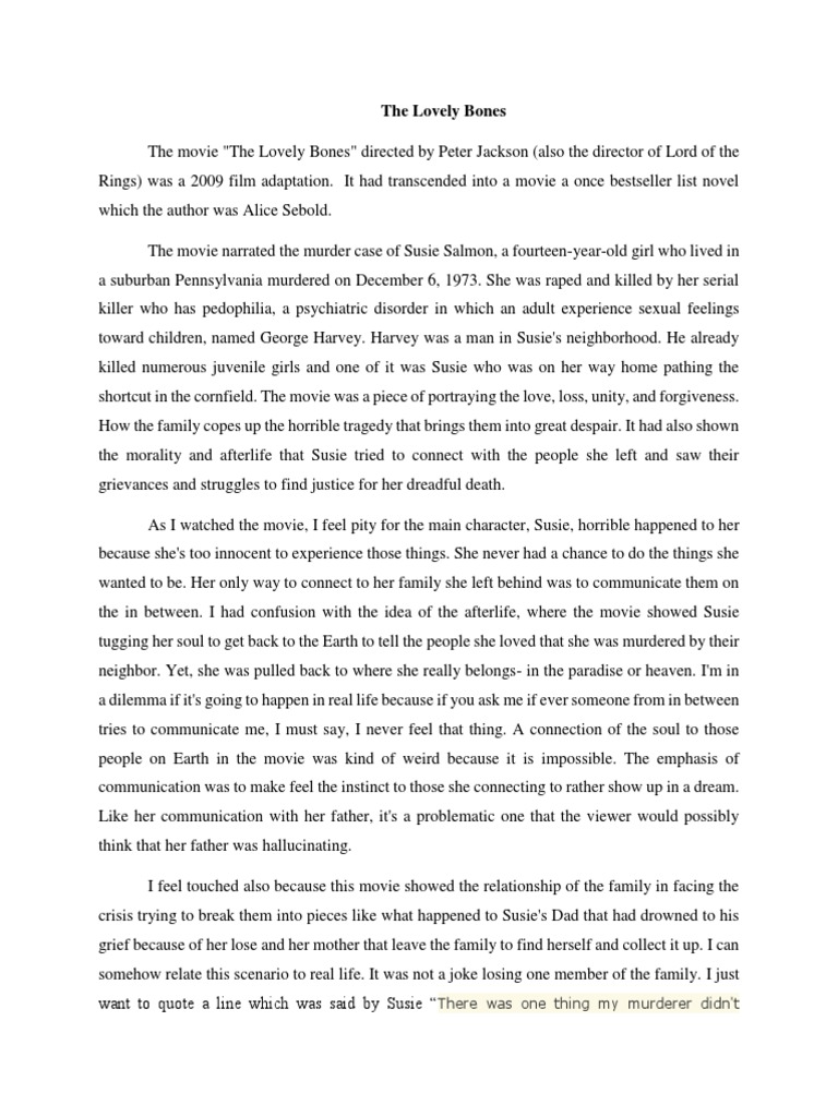 The Lovely Bones: There Was One Thing My Murderer Didn't | PDF