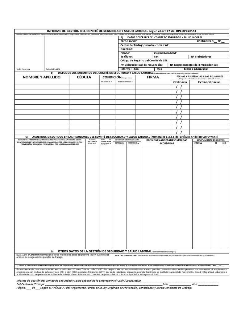 formato de informe del comité | PDF | Derecho laboral | Vigilancia