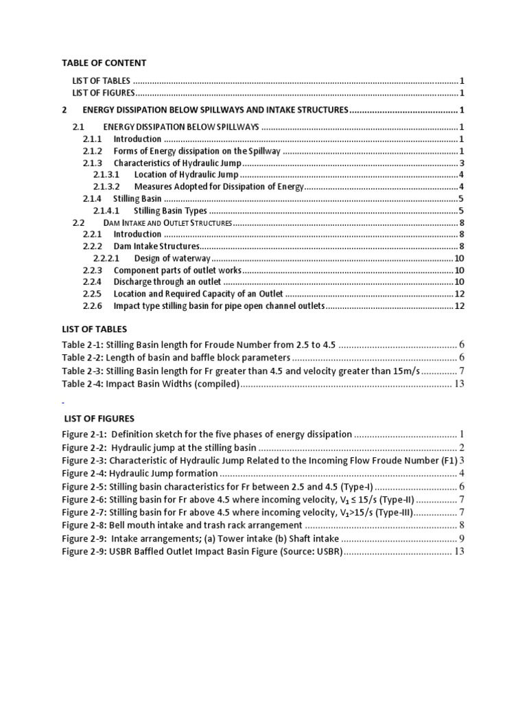 Chapter-2 Energy Dissipation Structure | PDF | Spillway | Reservoir
