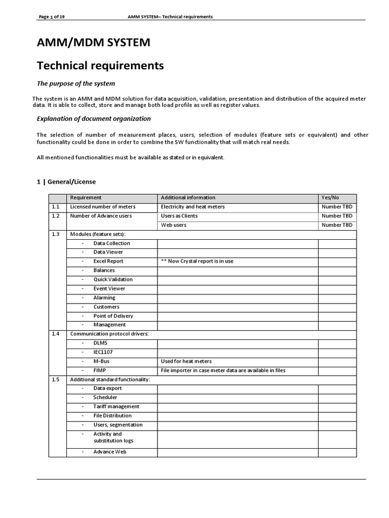 AMM-MDM Requirements | PDF | Microsoft Excel | File Format