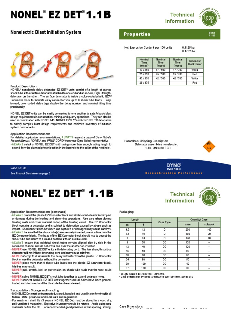 Nonel Ez Det 1.1B: Nonelectric Blast Initiation System