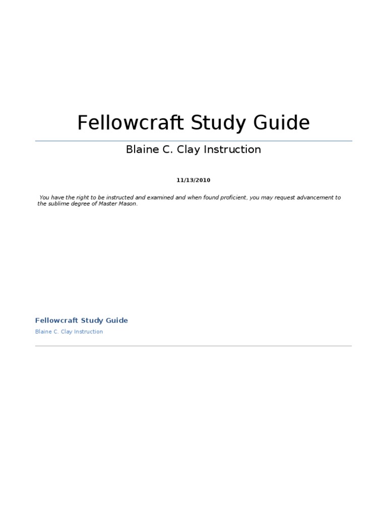 Fellowcraft 1 | Freemasonry | Masonic Lodge