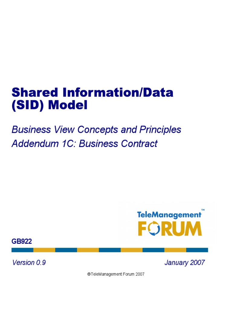 Shared Information/Data (SID) Model: Business View Concepts and ...
