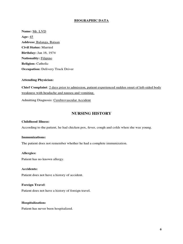 Biographic Data | PDF | Stroke | Hospital