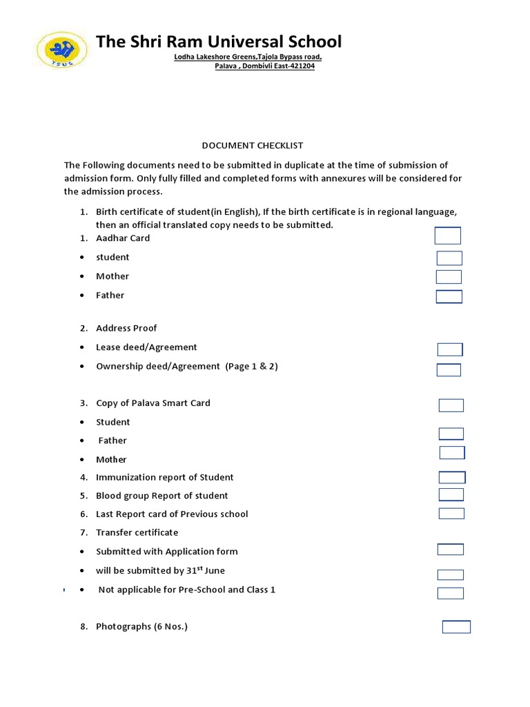 Admission Requirements: A Checklist of Required Documents for Student ...