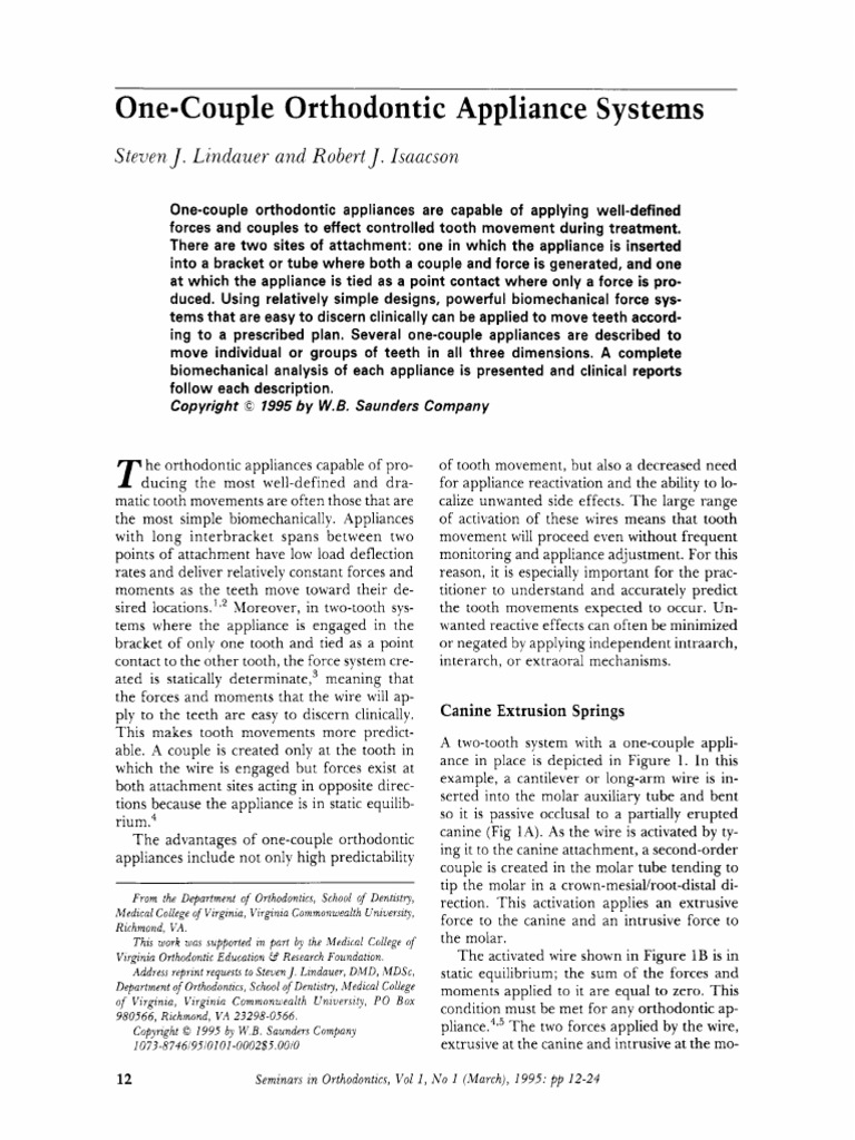 One Couple System | PDF | Orthodontics | Dentistry Branches