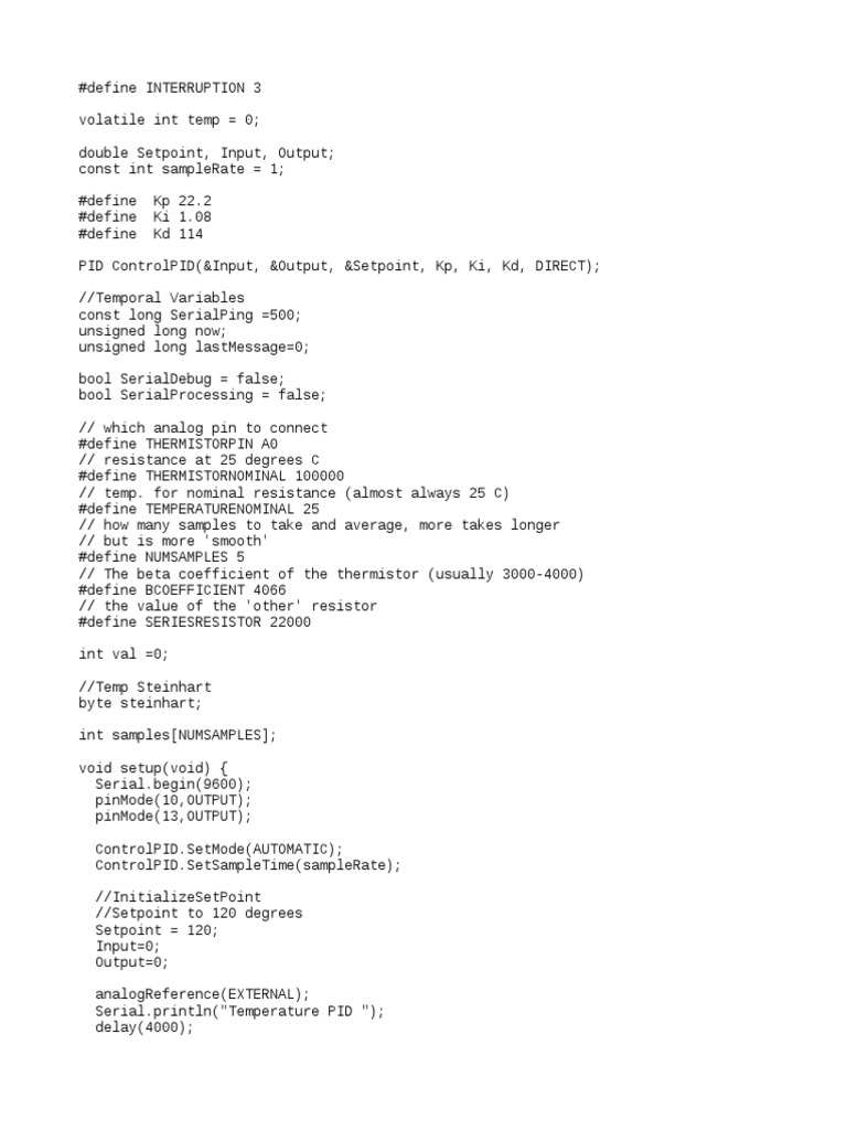 Pid Temperatura Arduino | PDF | Integer (Computer Science) | Electricity