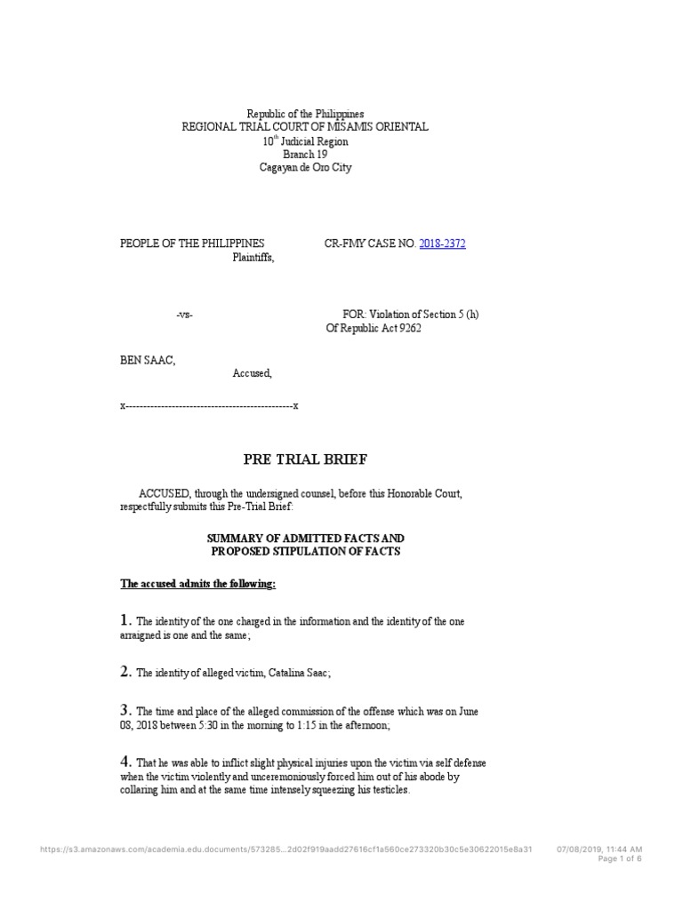 Pre Trial | PDF | Complaint | Assignment (Law)