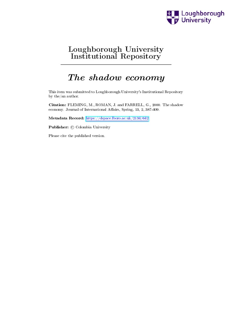 The Shadow Economy: Loughborough University Institutional Repository ...