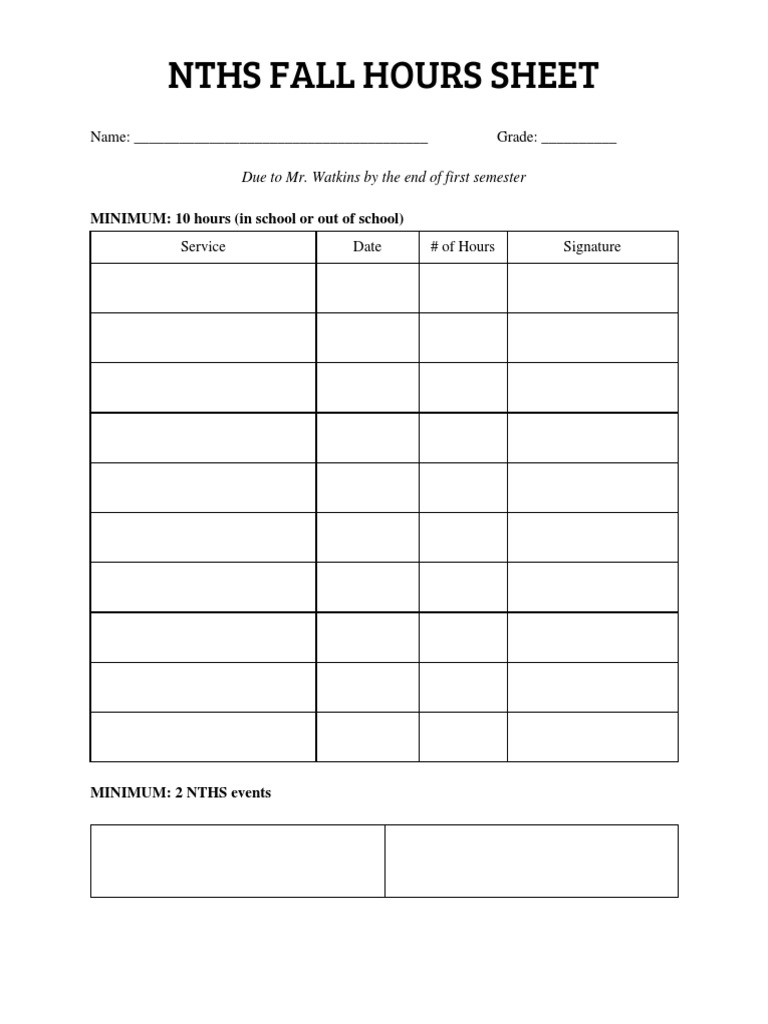 Hours Sheet | PDF