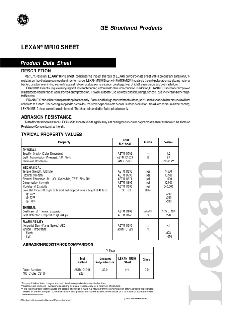 LEXAN | PDF | Materials | Building Engineering