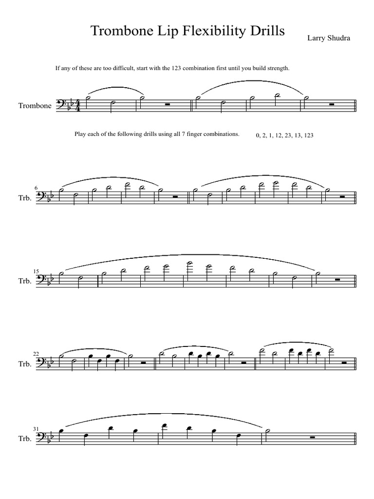 Trombone Lip Flexibility Drills | PDF