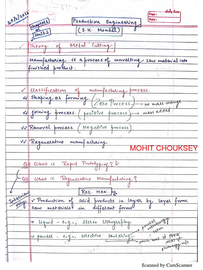 Metal Cutting Notes @mohit Chouksey | PDF