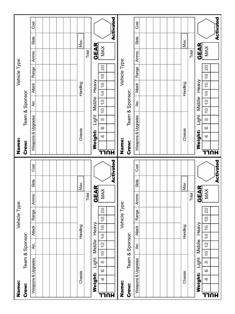Gaslands - Build and Play Vehicle Cards | PDF