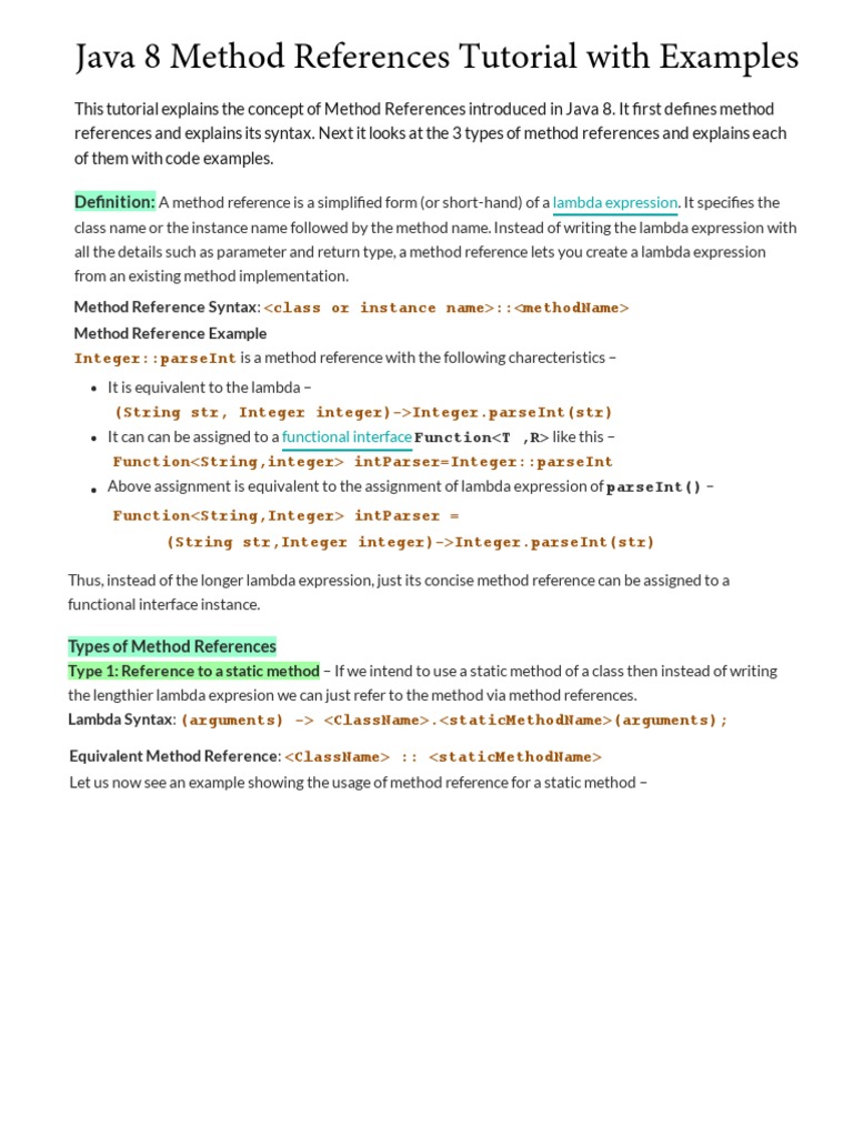 Java 8 Method Reference | PDF | Anonymous Function | Method (Computer Programming)