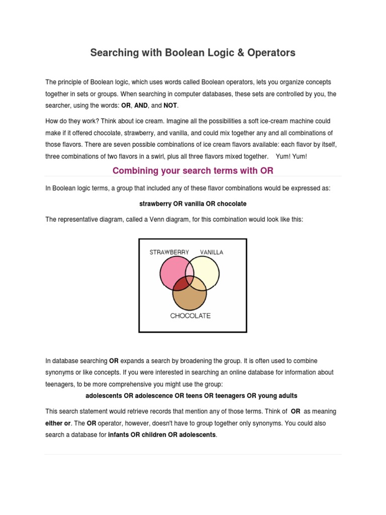 Searching With Boolean Logic Ice Cream | PDF | Boolean Algebra ...