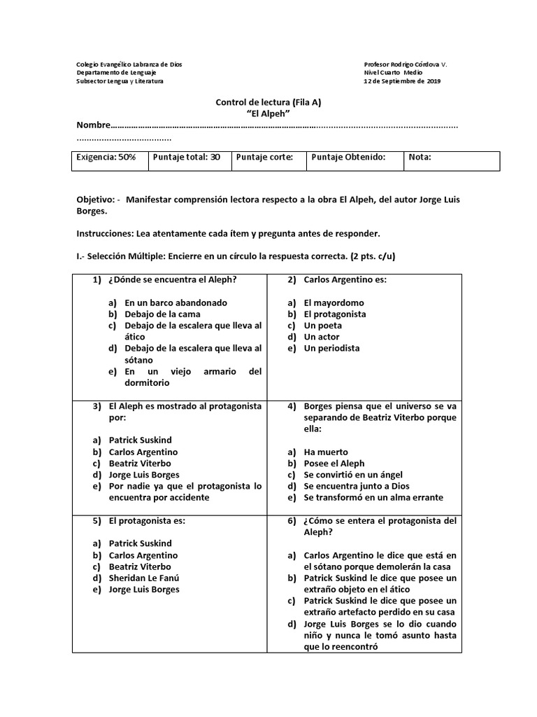 Prueba El Aleph | PDF