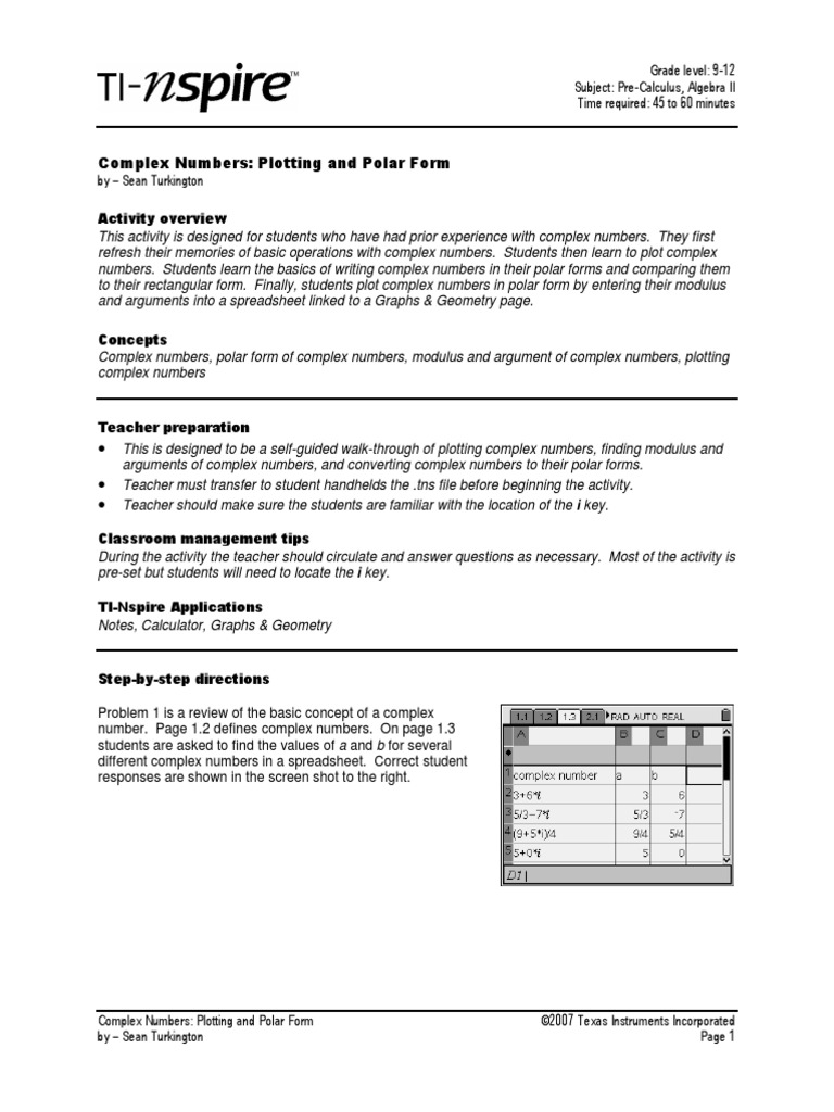 Complex Numbers: Plotting and Polar Form | PDF | Complex Number ...