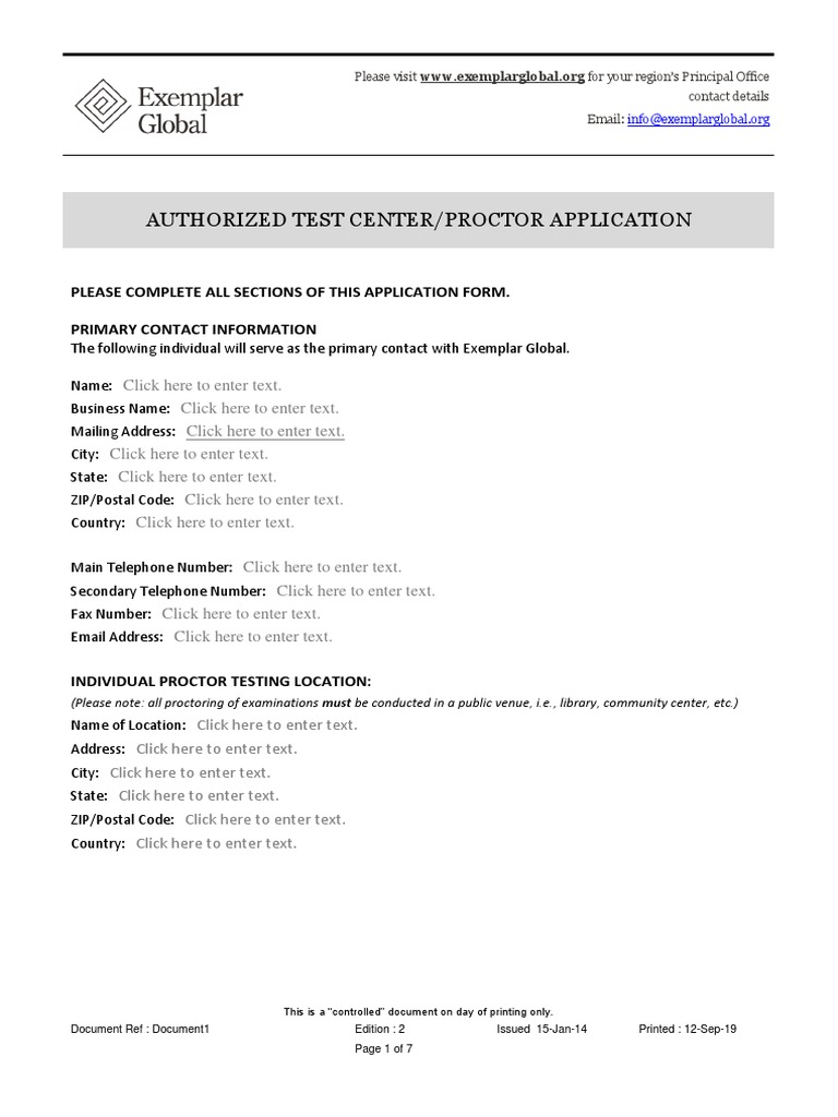 Authorized Test Center/Proctor Application | PDF | Zip Code | Test ...