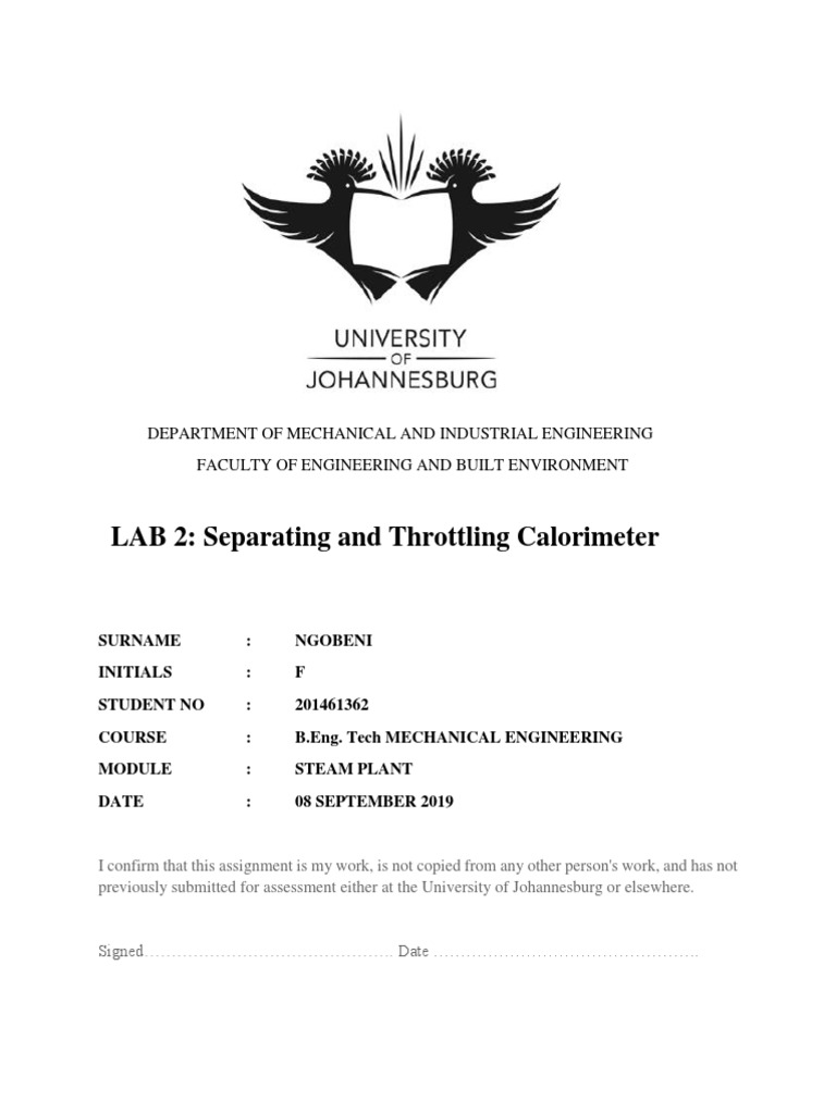 Separating and Throttling Calorimeter | PDF | Steam | Physical Chemistry