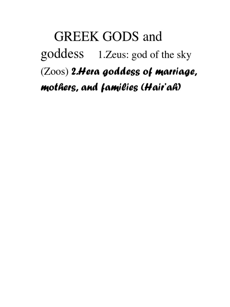 Greek Gods and Goddesses | PDF