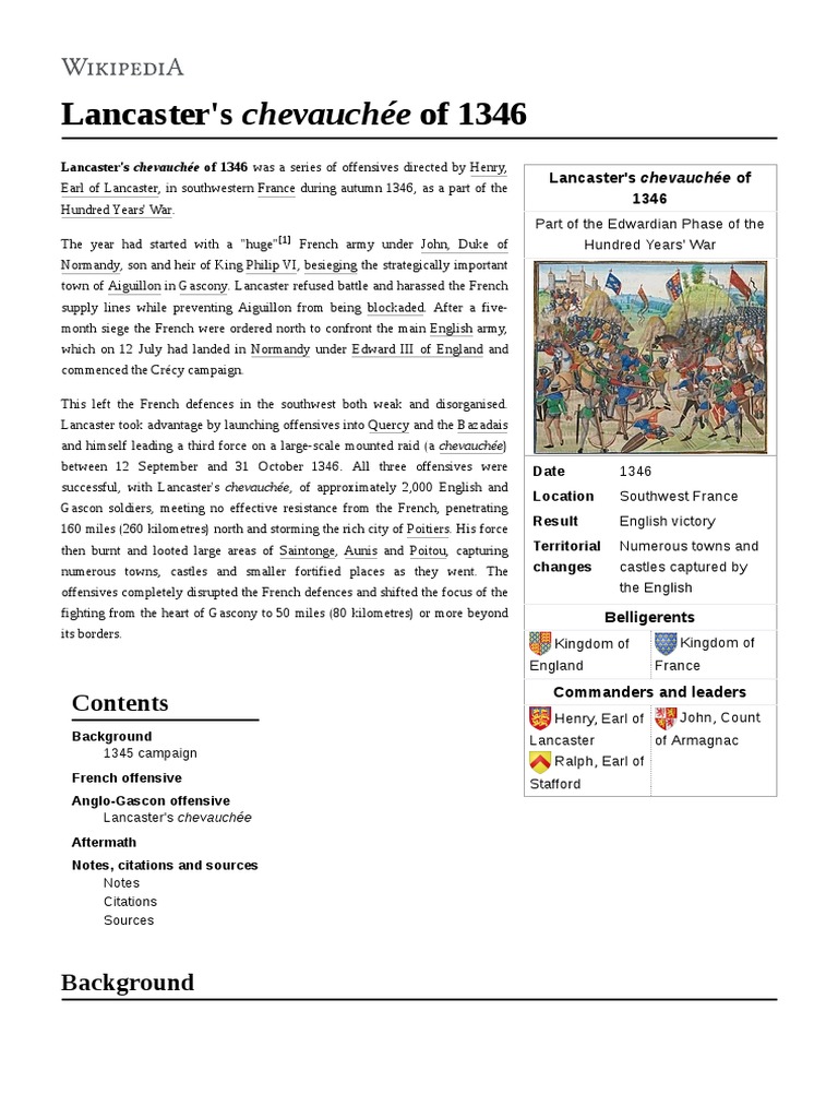 Lancaster's Chevauchée of 1346 | PDF | Kingdom Of England | Warfare Of ...