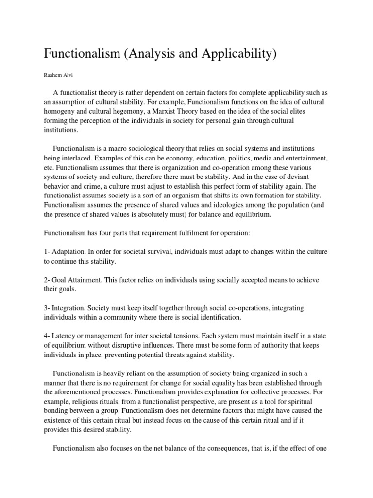 Functionalism and Its Various Types | PDF | Society | Institution