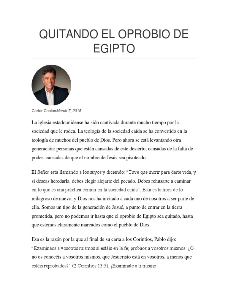 El Oprobio de Egipto | PDF | Pecado | Jesús