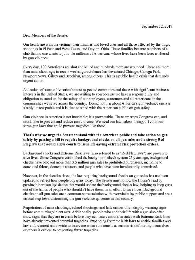 Letter To Senate | PDF